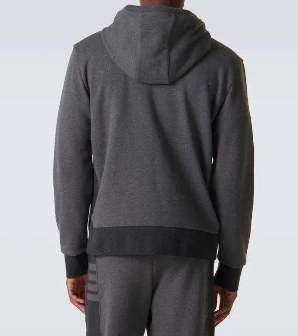 Thom Browne 4-bar Cotton Jersey Zip-up Hoodie