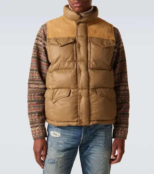 Ralph Lauren Leather-trimmed Ripstop Puffer Vest