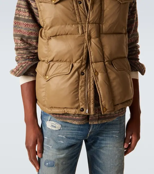 Ralph Lauren Leather-trimmed Ripstop Puffer Vest