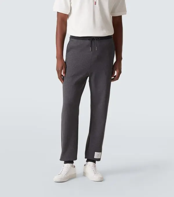 Thom Browne 4-bar Cotton Jersey Sweatpants - Grey
