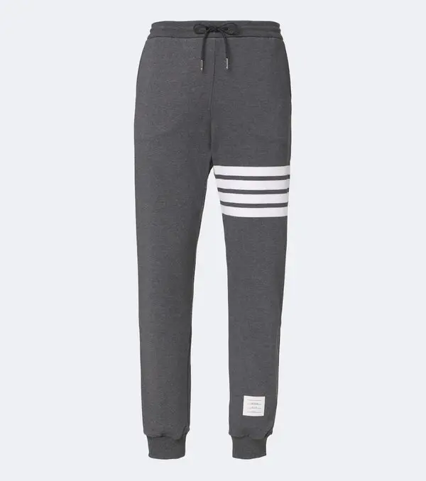 Thom Browne 4-bar Cotton Jersey Sweatpants - Grey