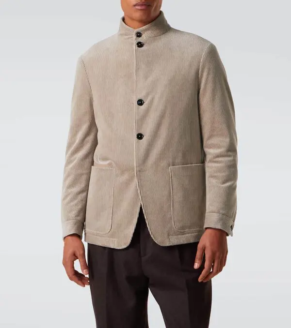 Zegna Conte Cotton And Cashmere Corduroy Jacket - Beige
