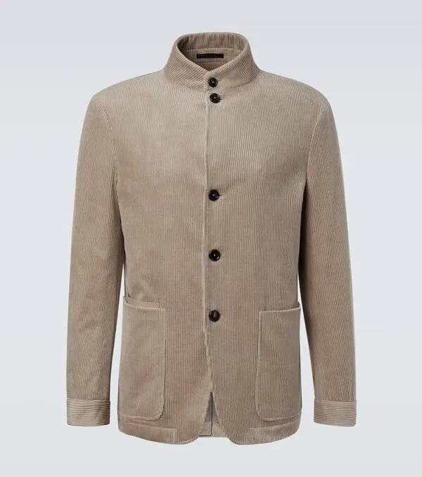 Zegna Conte Cotton And Cashmere Corduroy Jacket - Beige