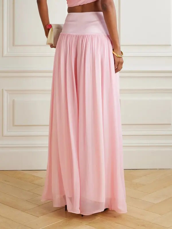 Posse Solene Pleated Maxi Skirt - Pink