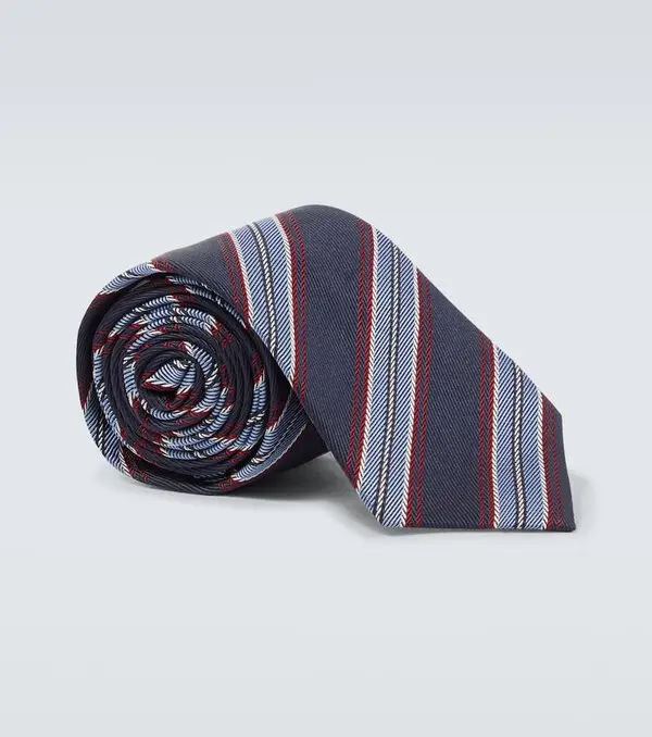 Valentino Garavani Striped Silk Jacquard Neck Tie - Blue