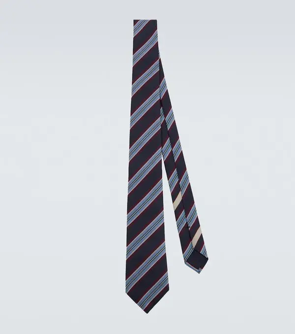 Valentino Garavani Striped Silk Jacquard Neck Tie - Blue