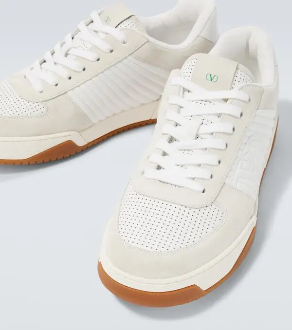 Valentino Garavani Sparry Suede And Leather Sneakers - White