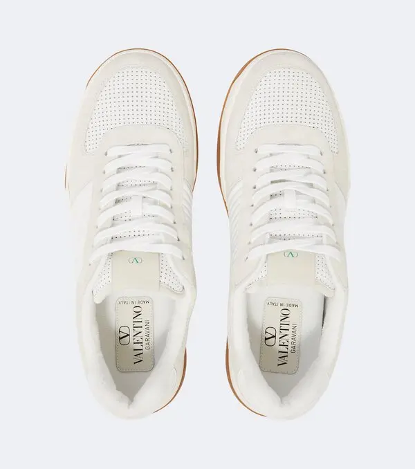 Valentino Garavani Sparry Suede And Leather Sneakers - White