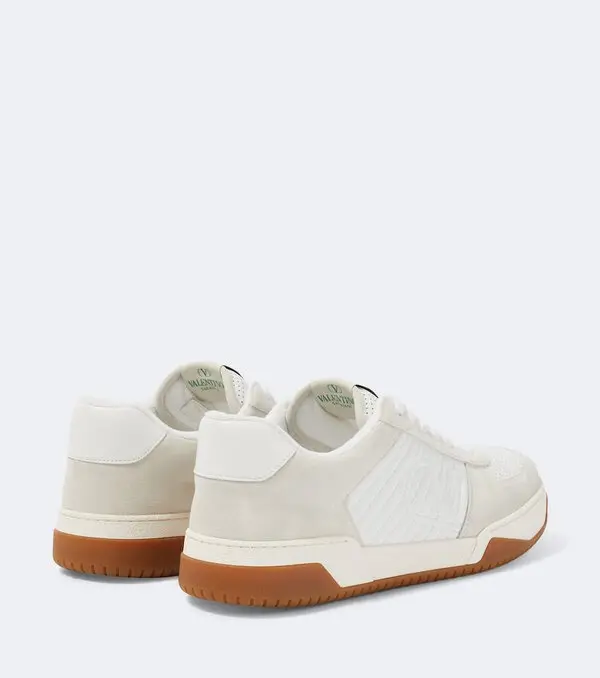 Valentino Garavani Sparry Suede And Leather Sneakers - White