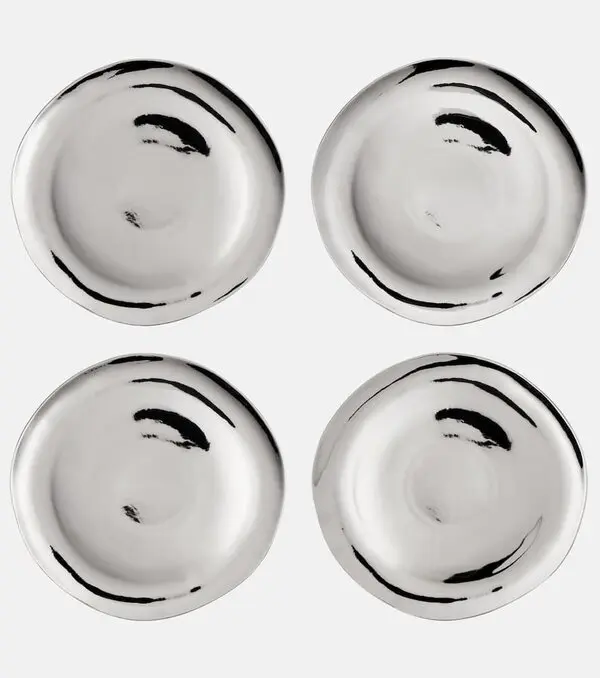 BITOSSI Set Of 4 Porcelain Dinner Plates - Silver