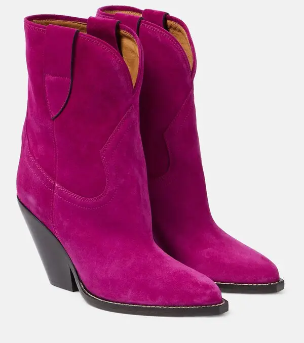 Isabel Marant Étoile Leyane Suede Cowboy Boots - Pink