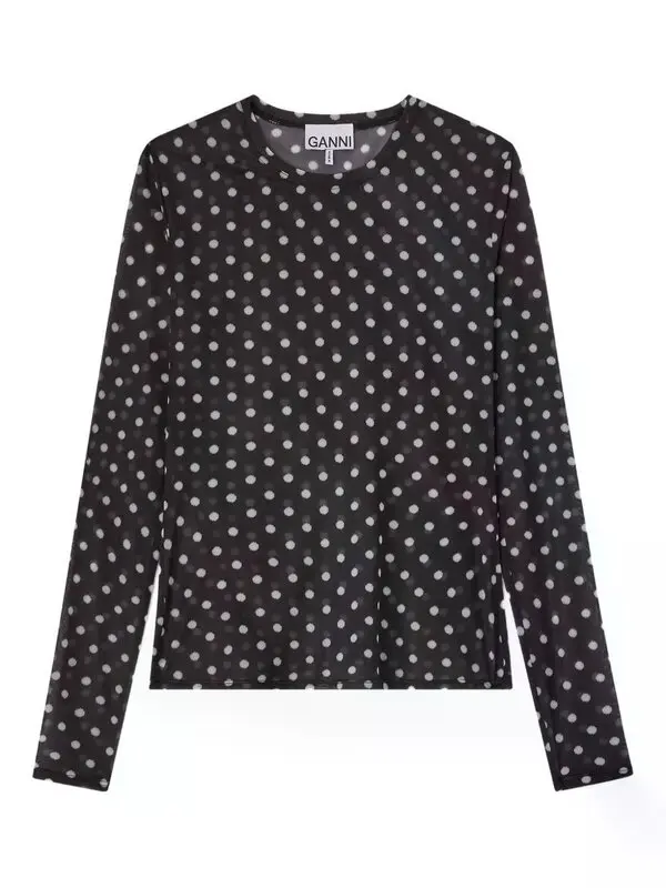 GANNI Polka-dot Top - Black