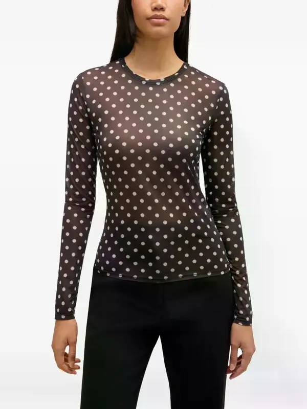 GANNI Polka-dot Top - Black