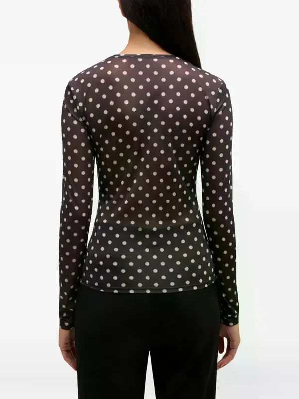 GANNI Polka-dot Top - Black