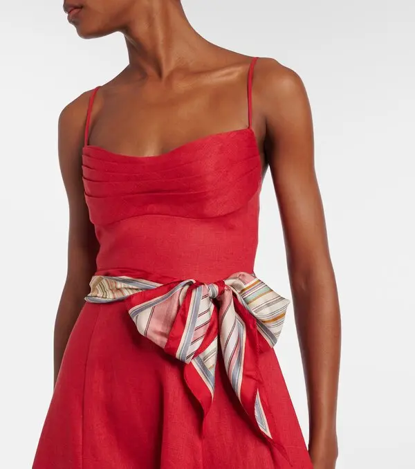 Zimmermann Rebellion Linen Midi Dress - Red