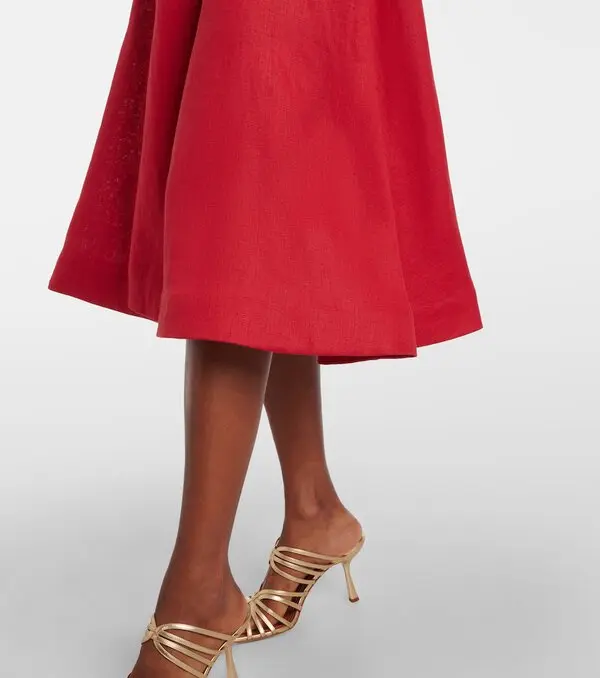 Zimmermann Rebellion Linen Midi Dress - Red
