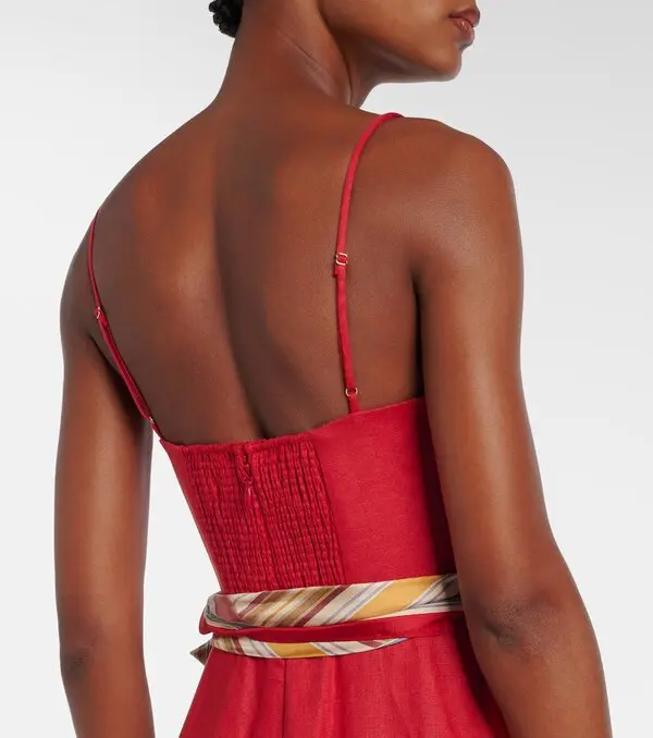 Zimmermann Rebellion Linen Midi Dress - Red