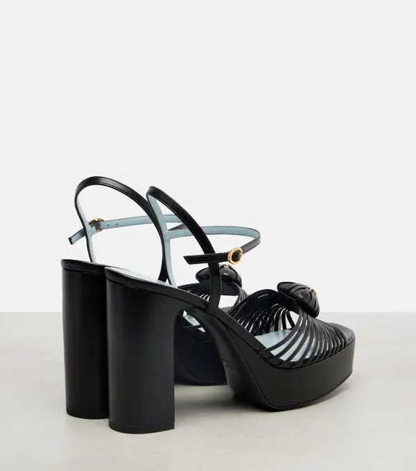 Valentino Garavani Royal Vlogo 115 Leather Platform Sandals - Black