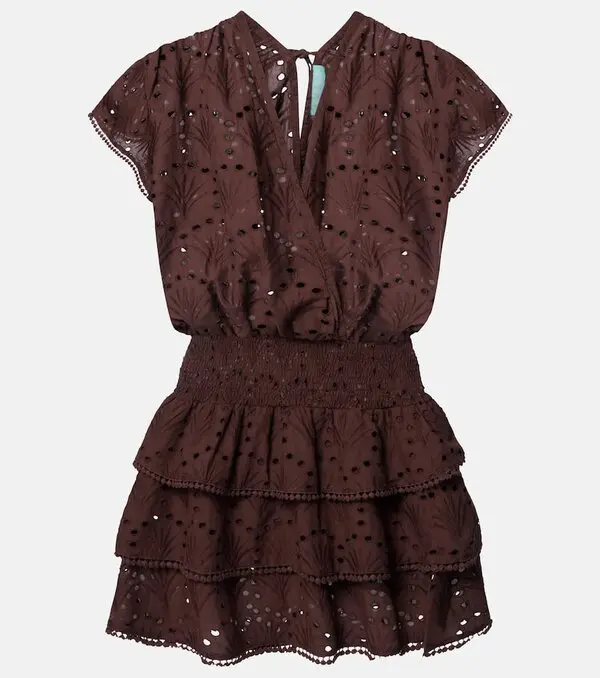 Melissa Odabash Broderie Anglaise Cotton Minidress - Brown
