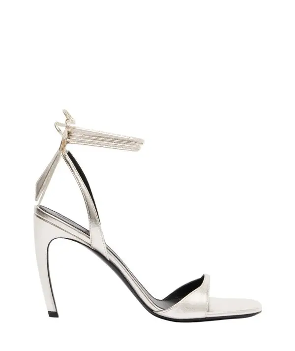 Attico Ora 95 Metallic Leather Slingback Sandals - Silver