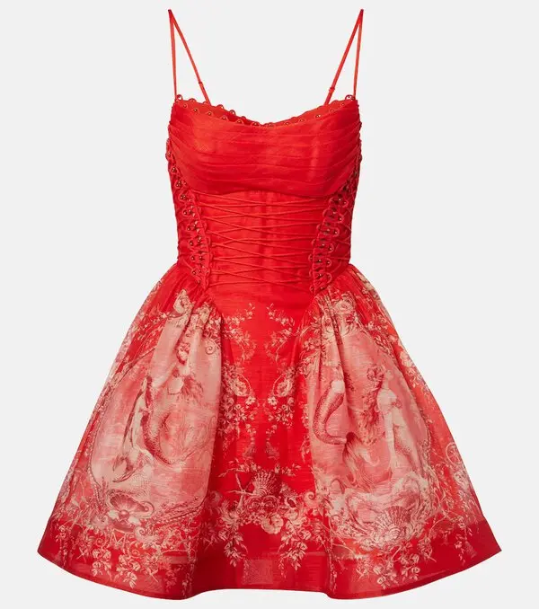 Zimmermann Rebellion Linen And Silk Minidress - Red