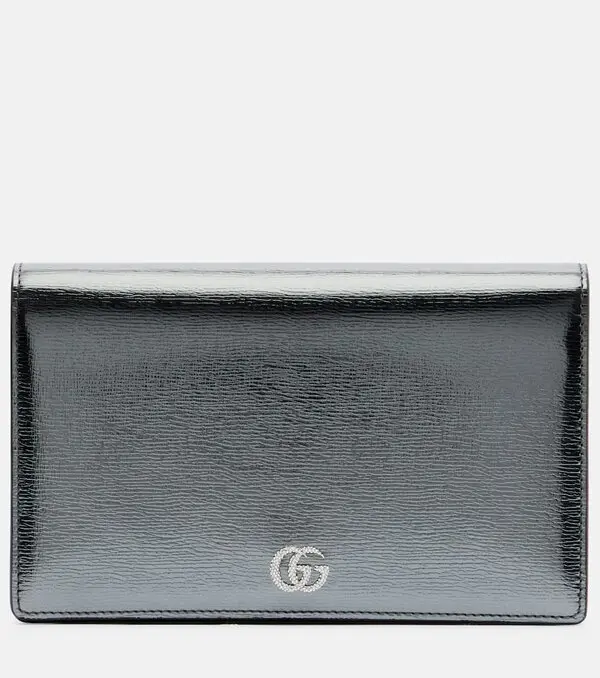 Gucci Gg Marmont Leather Wallet On Chain - Grey