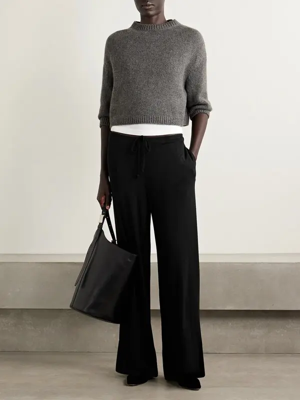 NILI LOTAN Adriel Stretch-jersey Wide-leg Pants - Black