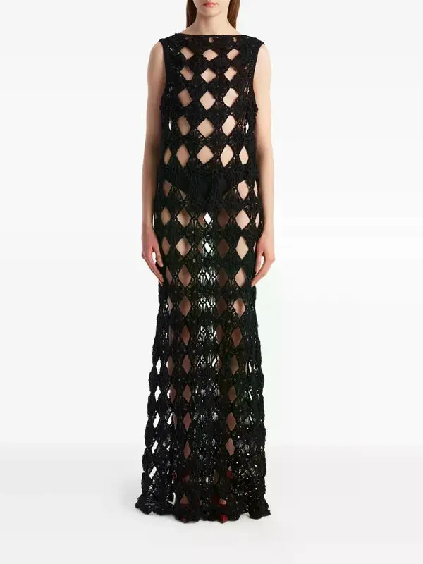 Khaite Floral-detail Openwork Maxi Dress