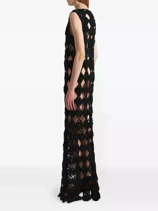 Khaite Floral-detail Openwork Maxi Dress