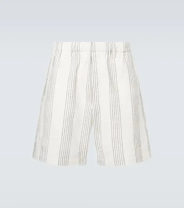 Commas Textured Striped Cotton Bermuda Shorts