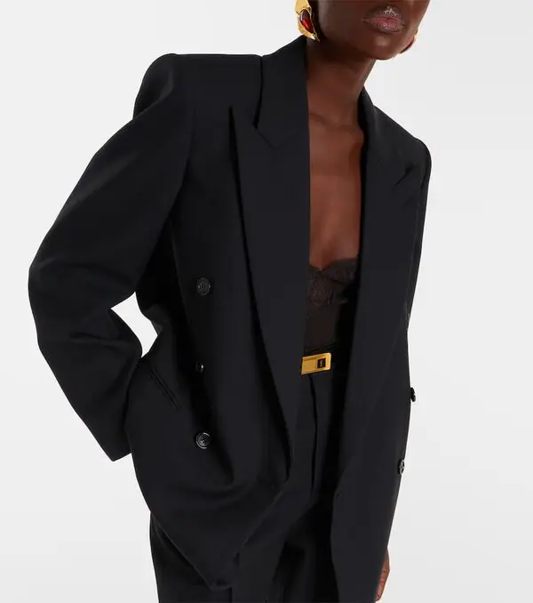 Saint Laurent Double-breasted Wool Blazer - Black