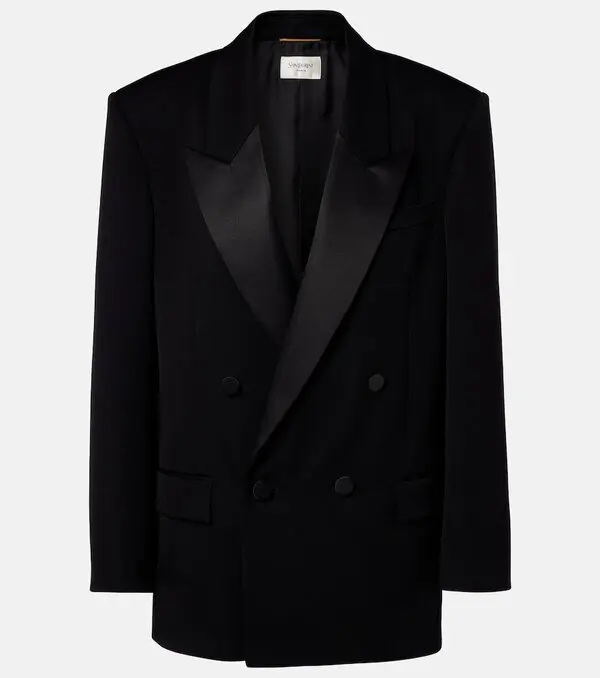 Saint Laurent Double-breasted Wool Blazer - Black