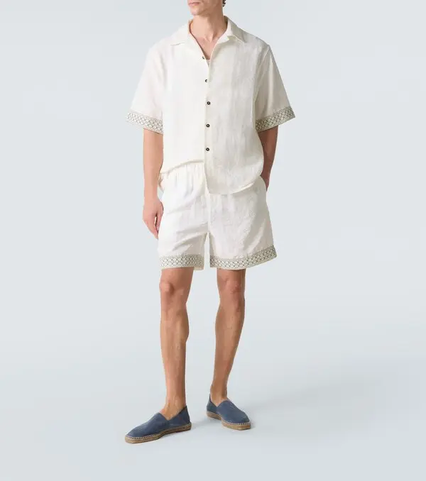 Commas Name Crochet-trimmed Bermuda Shorts - White