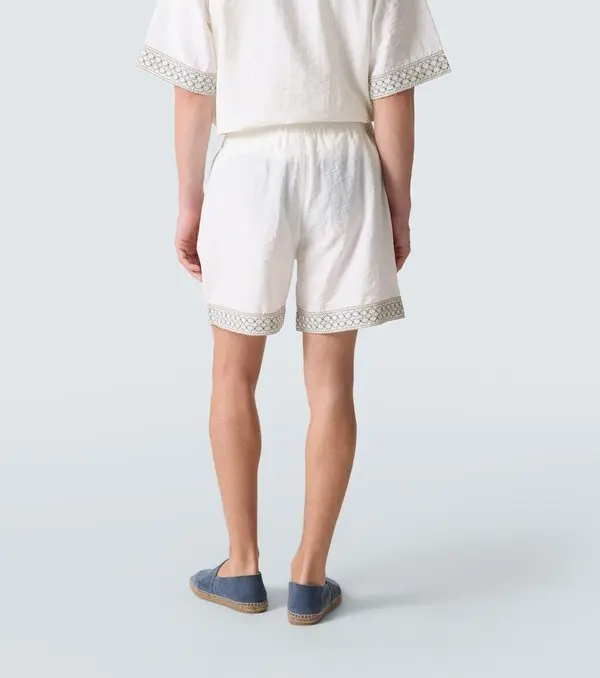 Commas Name Crochet-trimmed Bermuda Shorts - White