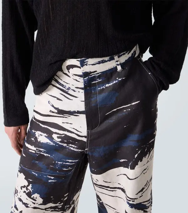 Commas Printed Linen Straight Pants