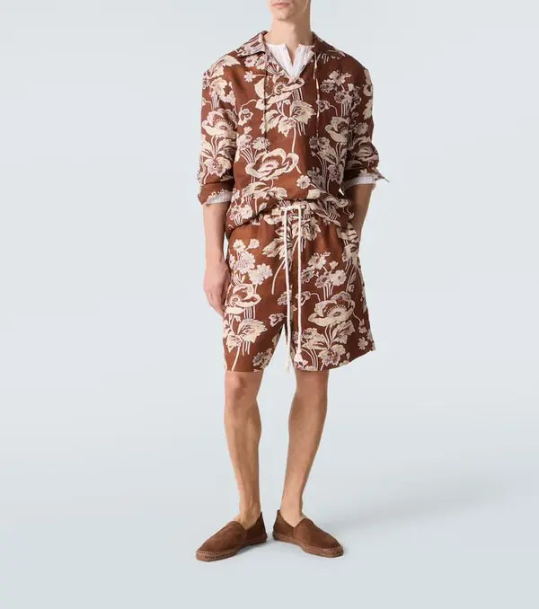 Commas Floral Tie-neck Linen Shirt