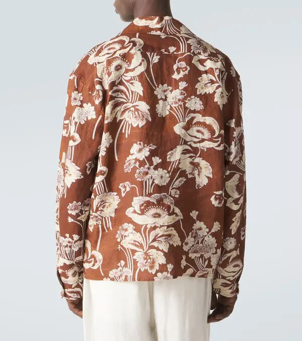 Commas Floral Tie-neck Linen Shirt