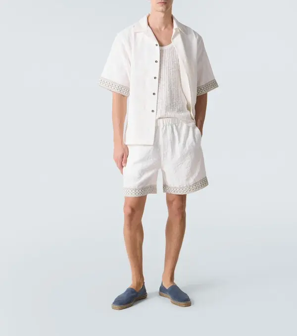 Commas Pointelle Cotton And Linen Tank Top - White