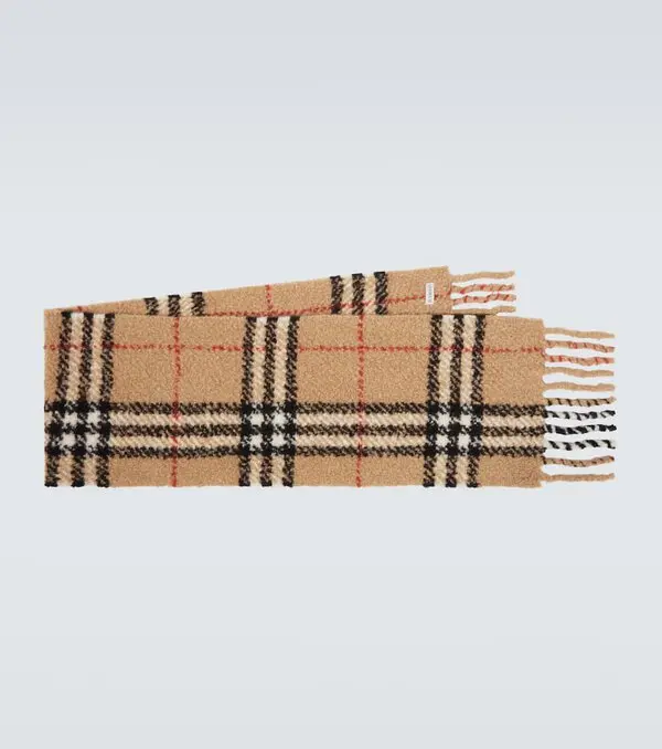 Burberry Check Wool-blend Bouclé Scarf - Beige