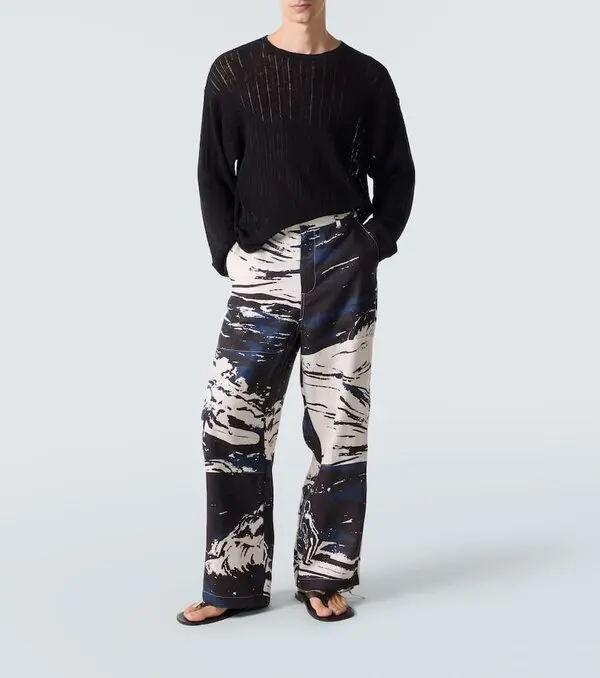 Commas Pointelle Cotton And Linen Sweater - Black