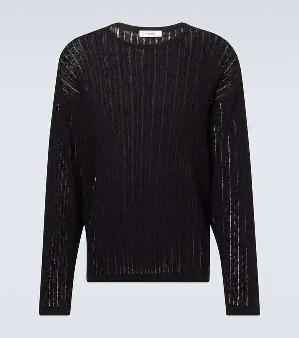 Commas Pointelle Cotton And Linen Sweater - Black