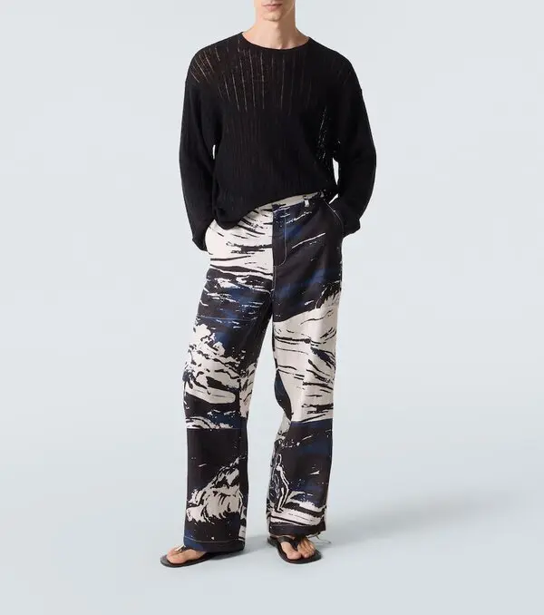 Commas Pointelle Cotton And Linen Sweater - Black