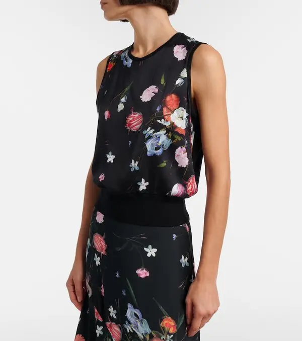 Erdem Floral Printed Wool Blend Top