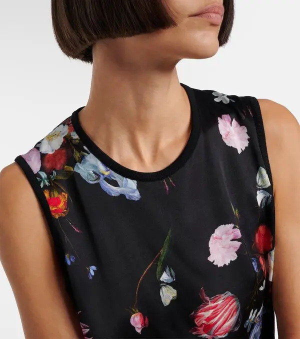 Erdem Floral Printed Wool Blend Top