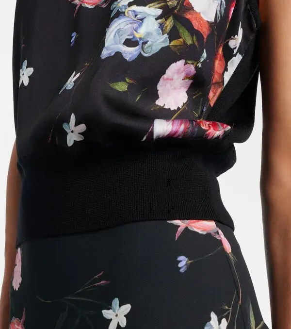 Erdem Floral Printed Wool Blend Top