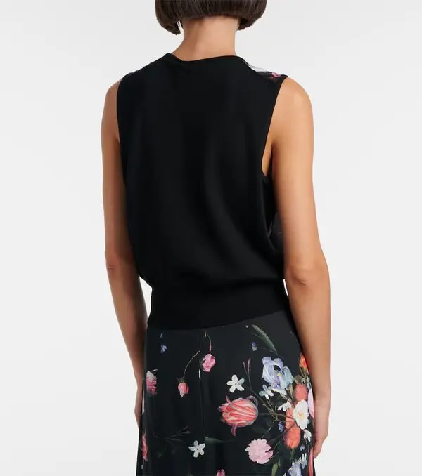Erdem Floral Printed Wool Blend Top