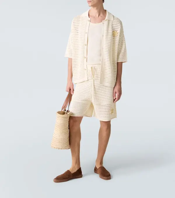 Commas Name Crochet Floral-appliqué Open-knit Shirt