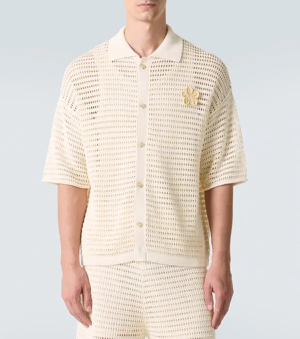 Commas Name Crochet Floral-appliqué Open-knit Shirt