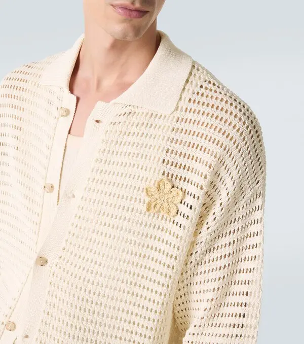Commas Name Crochet Floral-appliqué Open-knit Shirt