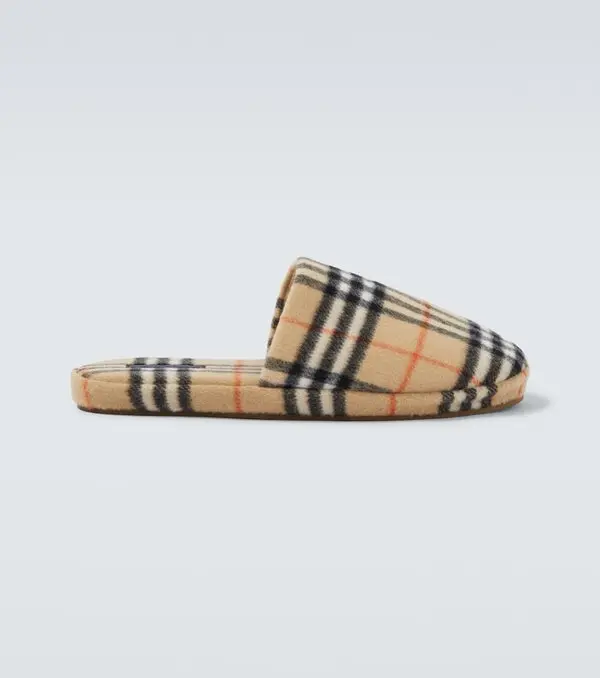 Burberry Check Slippers - Beige
